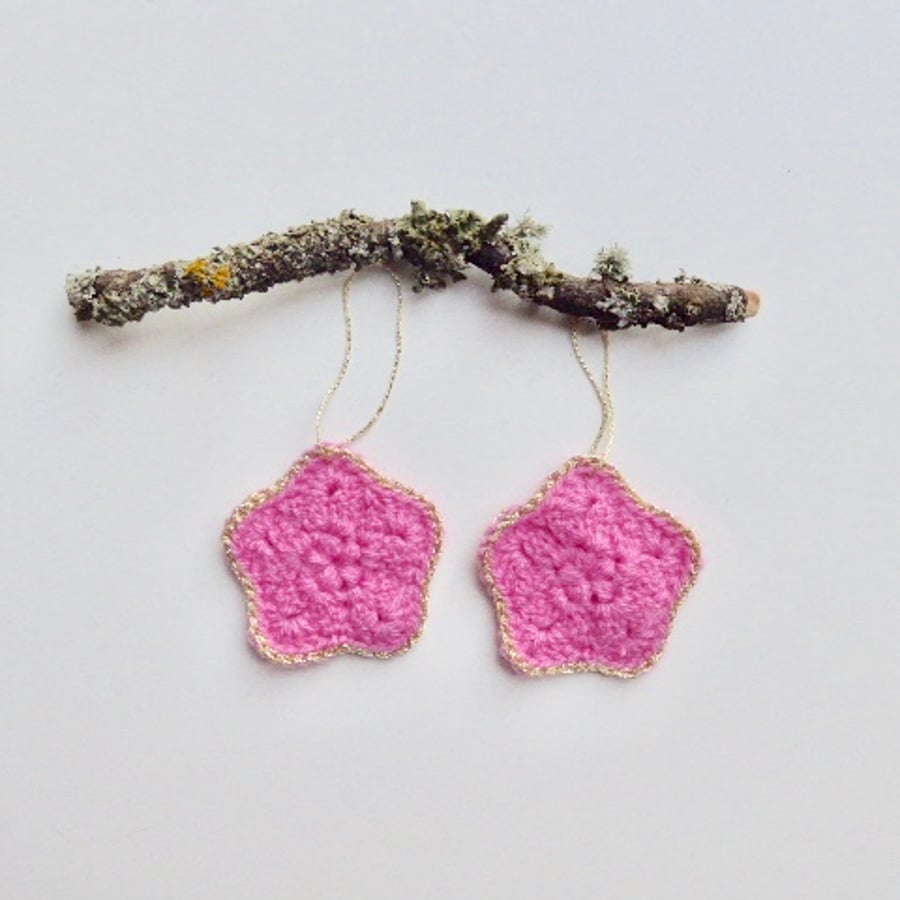 Crochet pink stars, pink decorations, present t... - Folksy