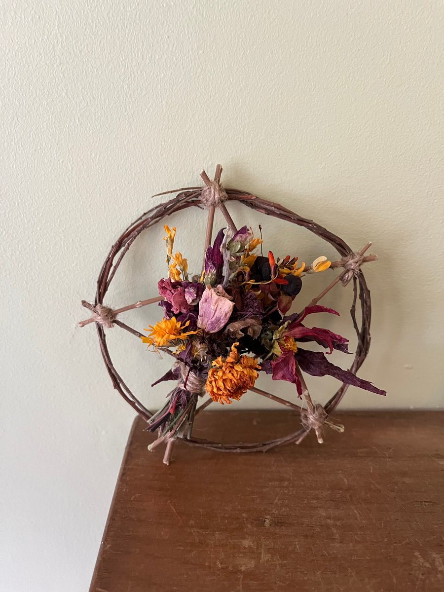 Dried Flower and Foliage Small Pentagram. Handm... - Folksy