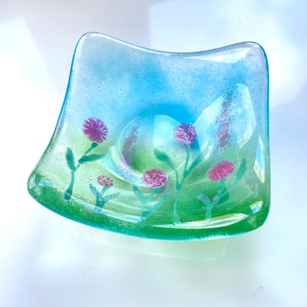 Pretty fused glass trinket dish - Folksy