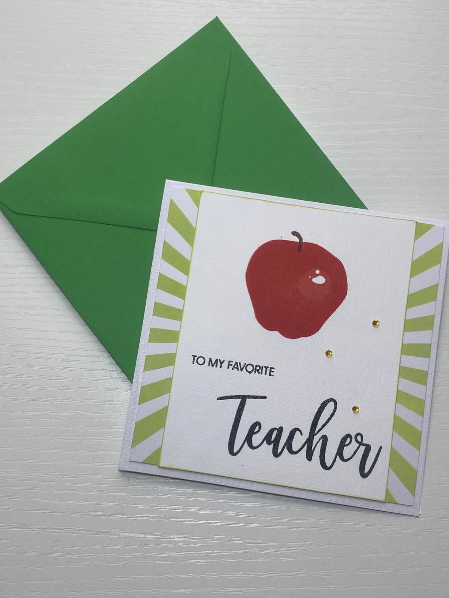 Thank You Teacher Handmade Card To My Favorite ... - Folksy
