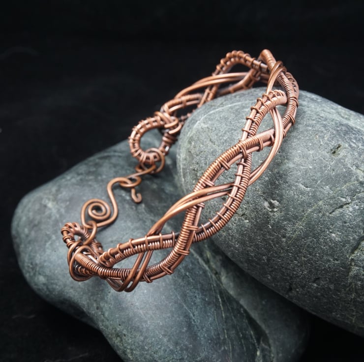 Wire weave braided copper bracelet with 3 strands - Folksy