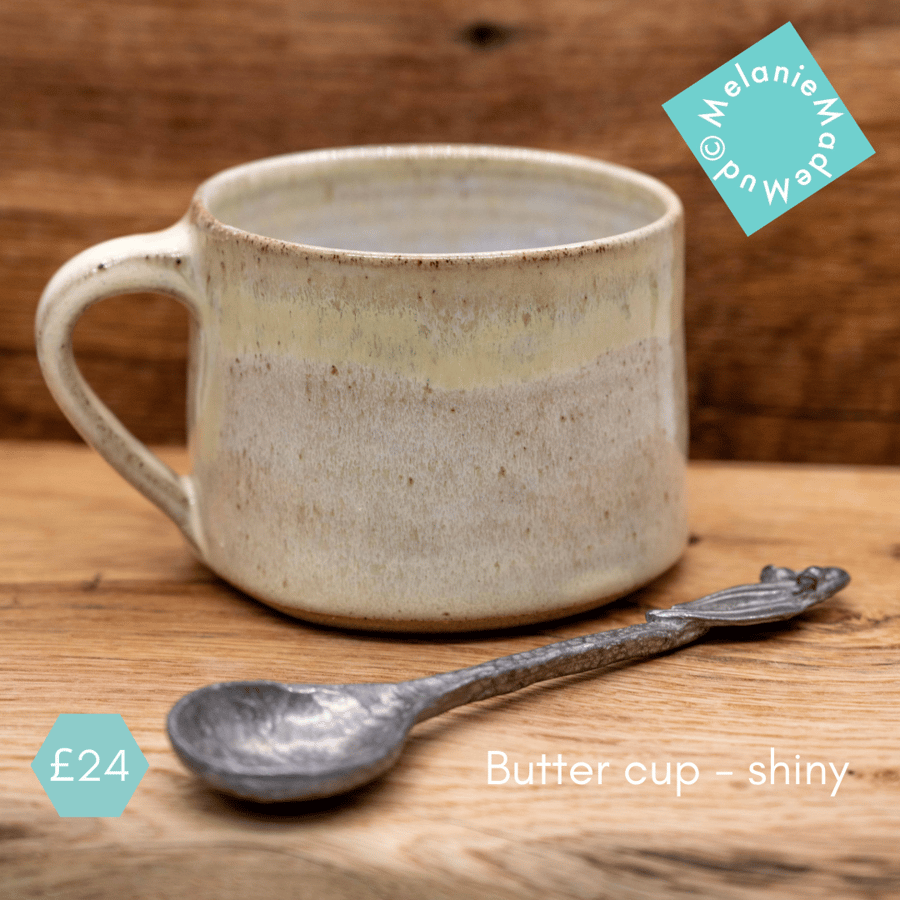 Handmade Ceramic Cup 'Butter Cup' - shiny glaze - Folksy