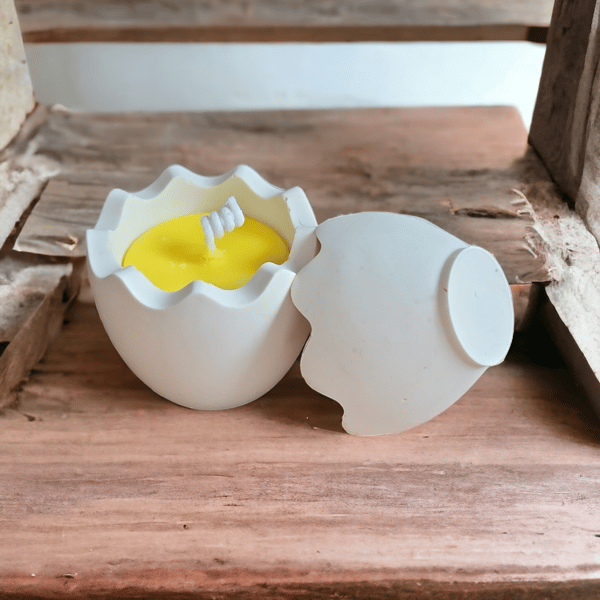Egg shell soy wax candle in jesmonite shell - Folksy