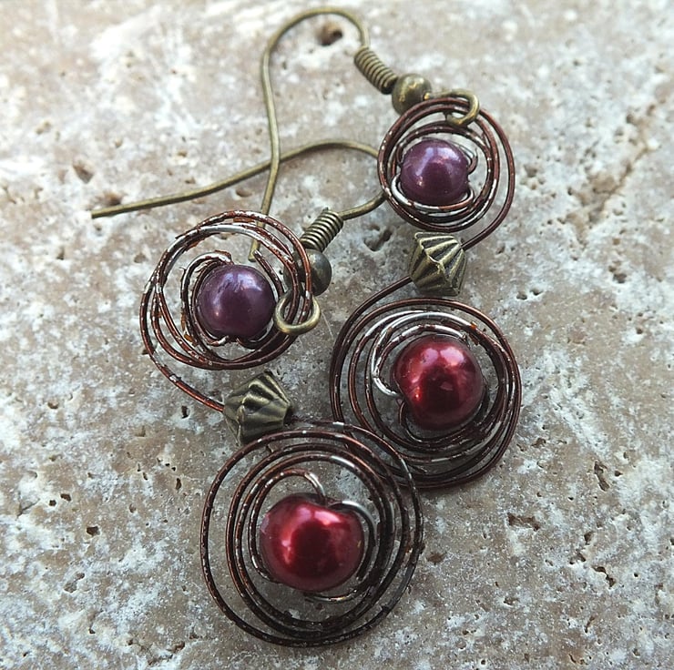 Shabby Chic Wirework And Bead Dangly Earrings Folksy