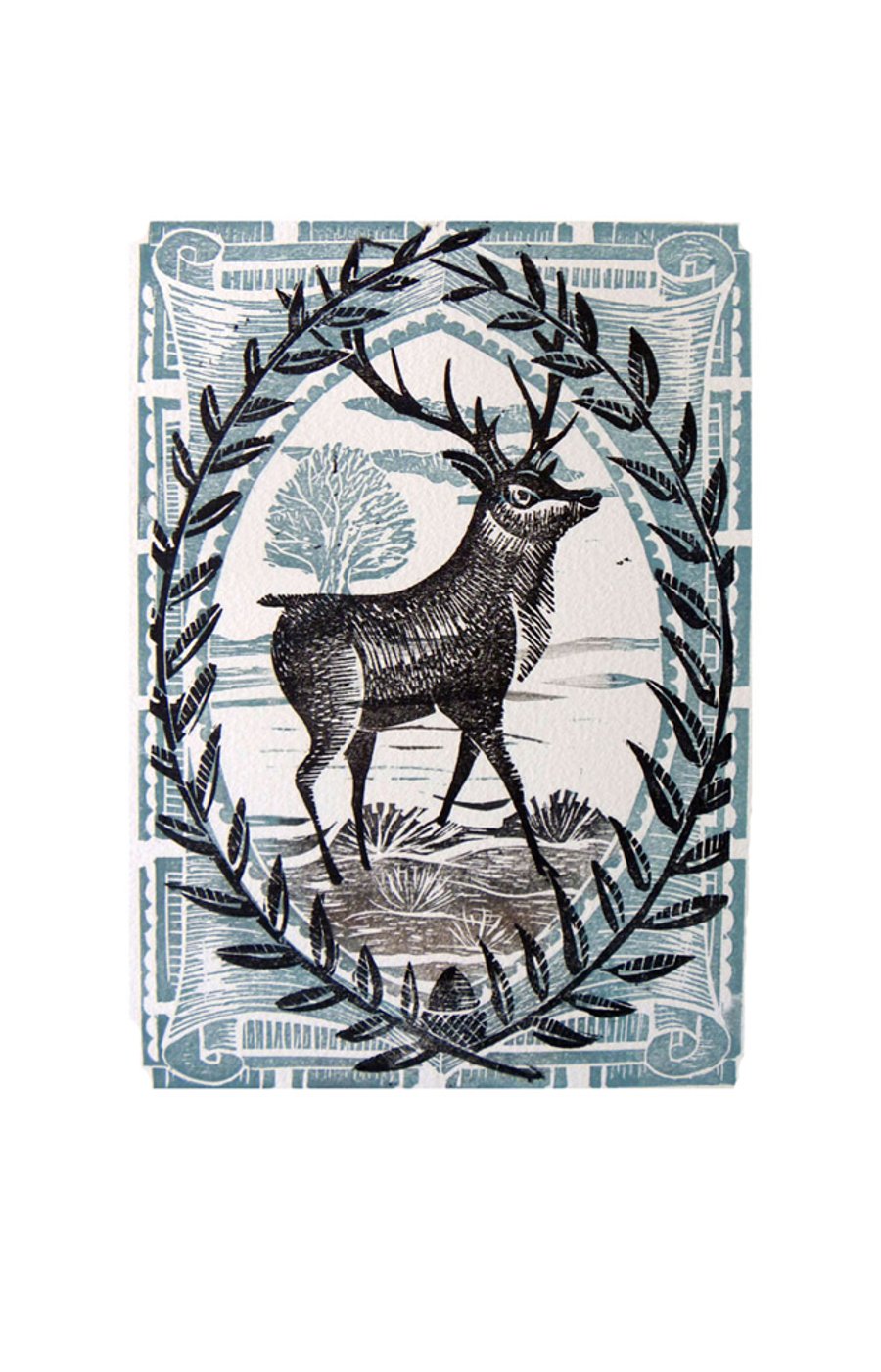 The Stag original linocut print - Folksy