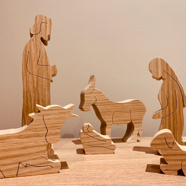 Christmas nativity set, handmade solid wood nat... - Folksy