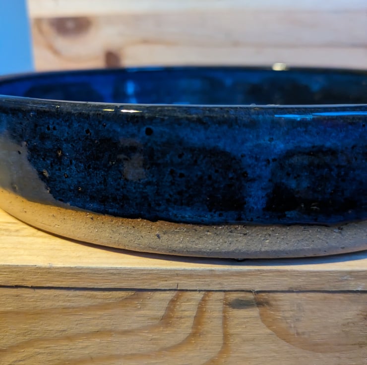 Medium to large shallow dark blue textured clay... - Folksy