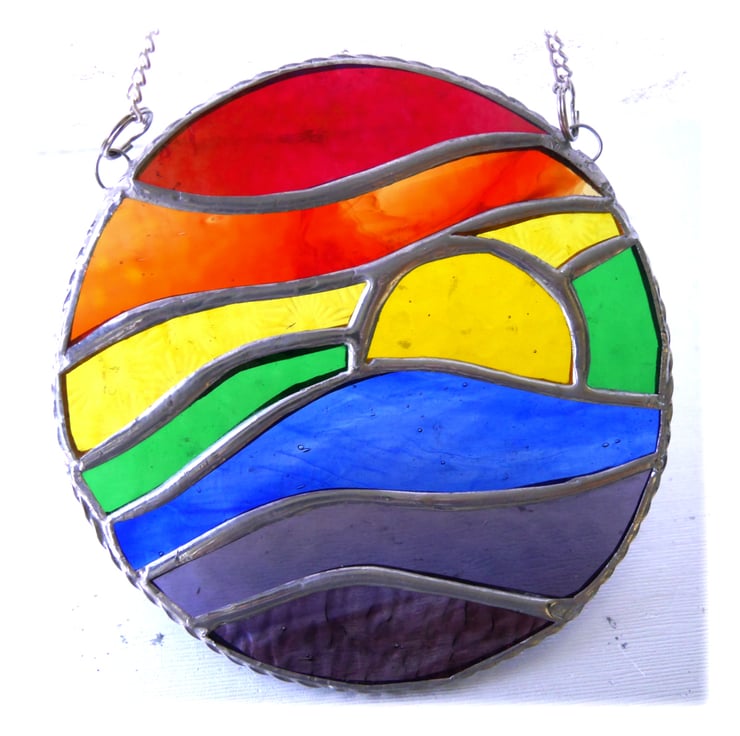 Rainbow Waves Stained Glass Suncatchers 014 - Folksy