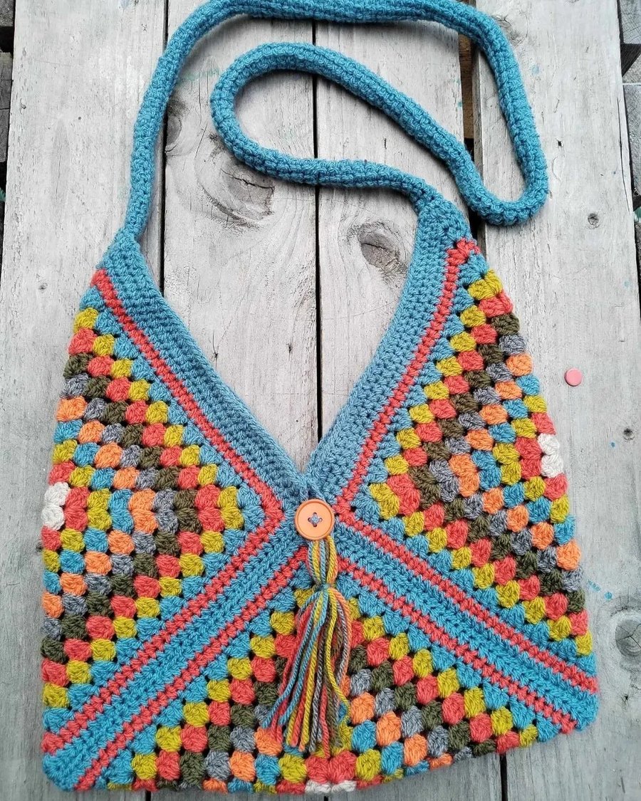 Granny Square Boho cross body bag - Folksy