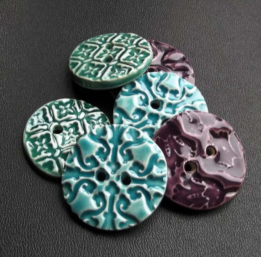 set of six large ceramic buttons - Folksy