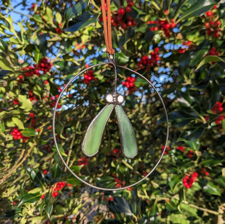 Stained Glass Decoration, Holly or Mistletoe Wr... - Folksy