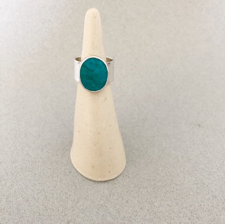 Large Turquoise Ring - Wide Band Ring with Turq... - Folksy