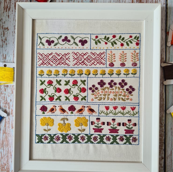 Spring Sampler Hand Embroidery PDF Pattern - Folksy