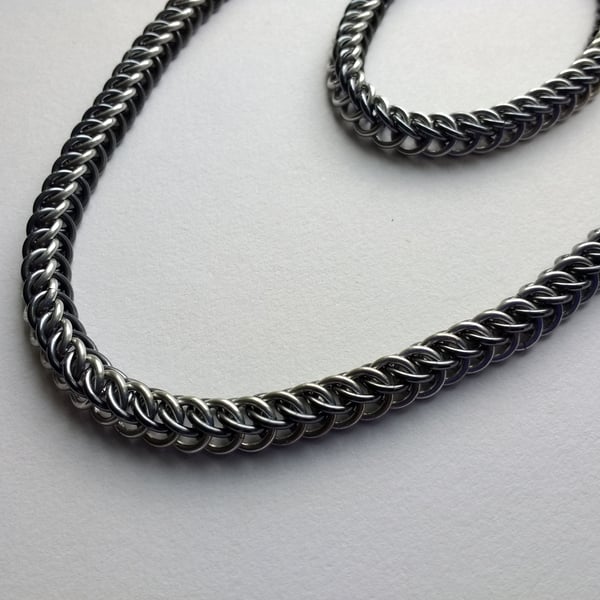 Half Persian Woven Chain Mail Necklace, Anodise... - Folksy