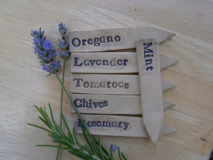 Herb marker, Seed name tags, Ceramic plant stak... - Folksy