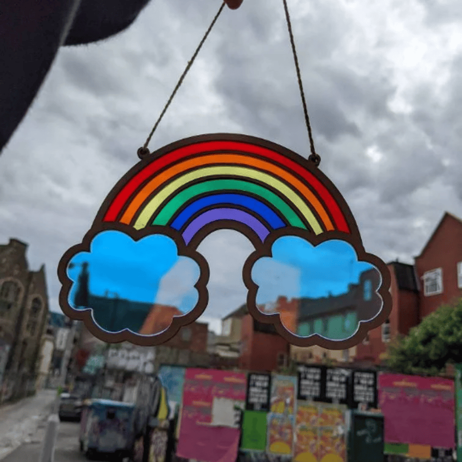 Rainbow Stained Glass Window Hanging - Folksy