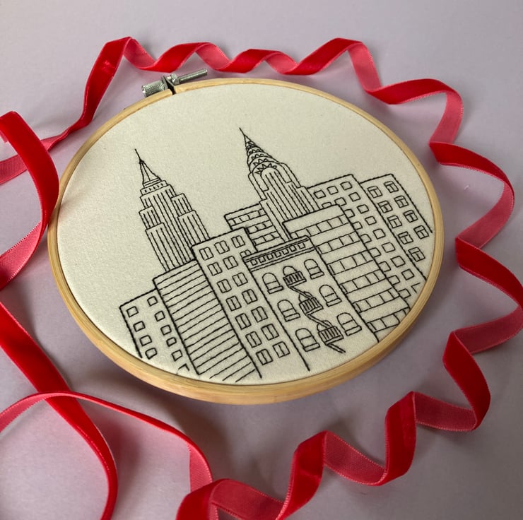 New York Hand Embroidery Kit, Cityscape Archite... - Folksy