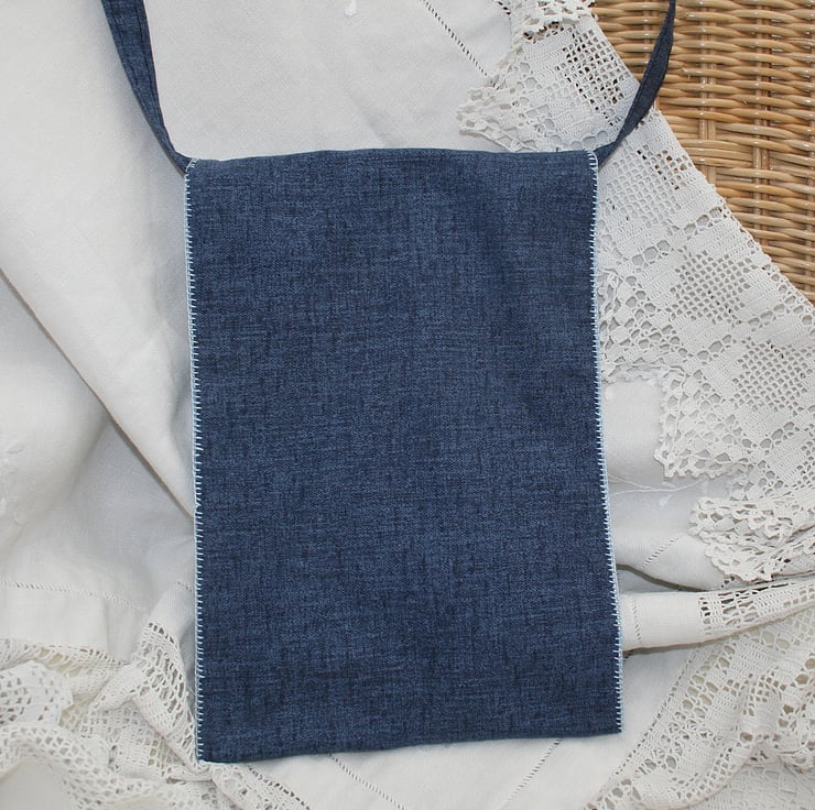 SALE Blue Patchwork Messenger Bag with recycled... - Folksy