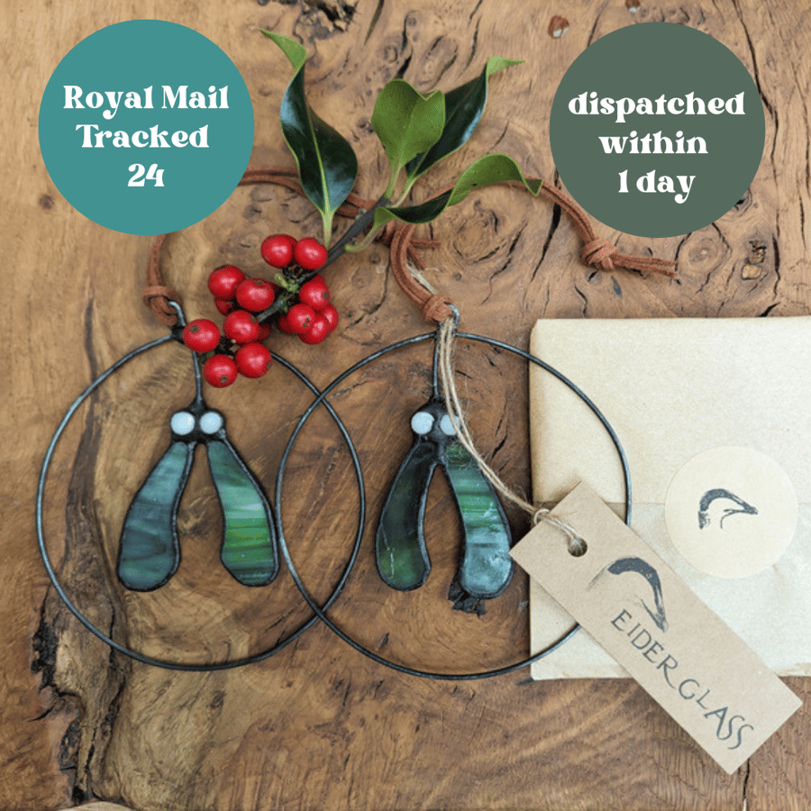 Stained Glass Mistletoe Wreath, Christmas Tree ... - Folksy