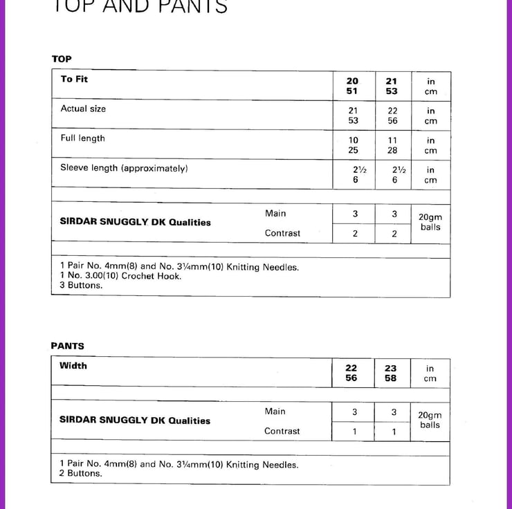 VINTAGE KNITTING PATTERN Babies Top and Pants - Folksy