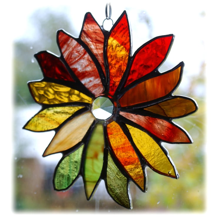 Bonfire Stained Glass Suncatcher Autumn Flower - Folksy