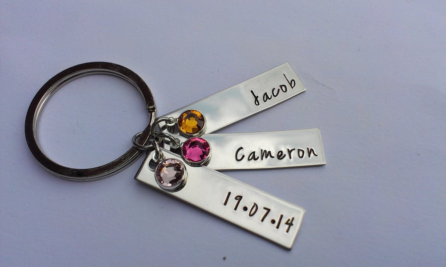 Hand Stamped personalised rectangle triple tag ... - Folksy