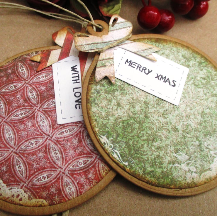 Bauble Vintage Style Christmas Gift Tags set of 4 - Folksy