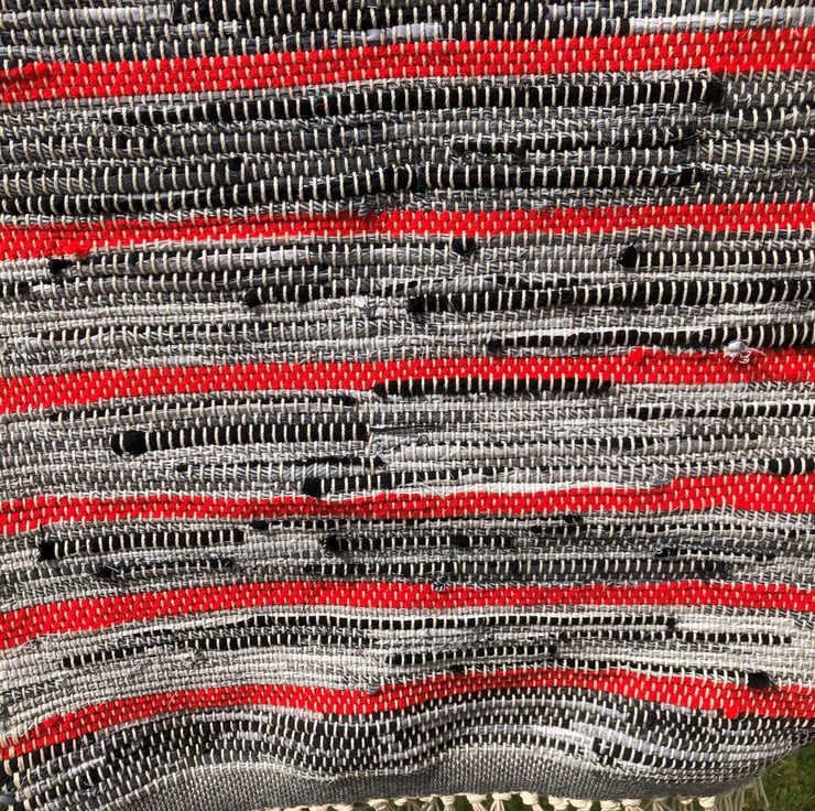 Handwoven Grey Black & Red Rag Rug - Folksy