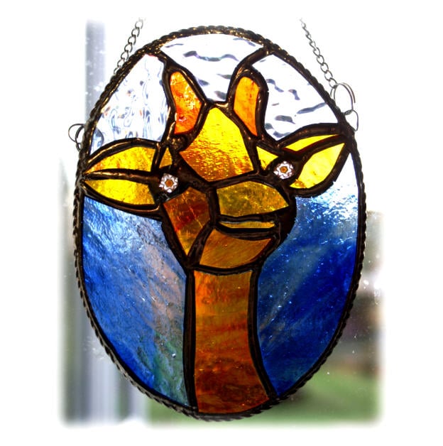 SOLD Giraffe Suncatcher Handmade Stained Glass ... - Folksy