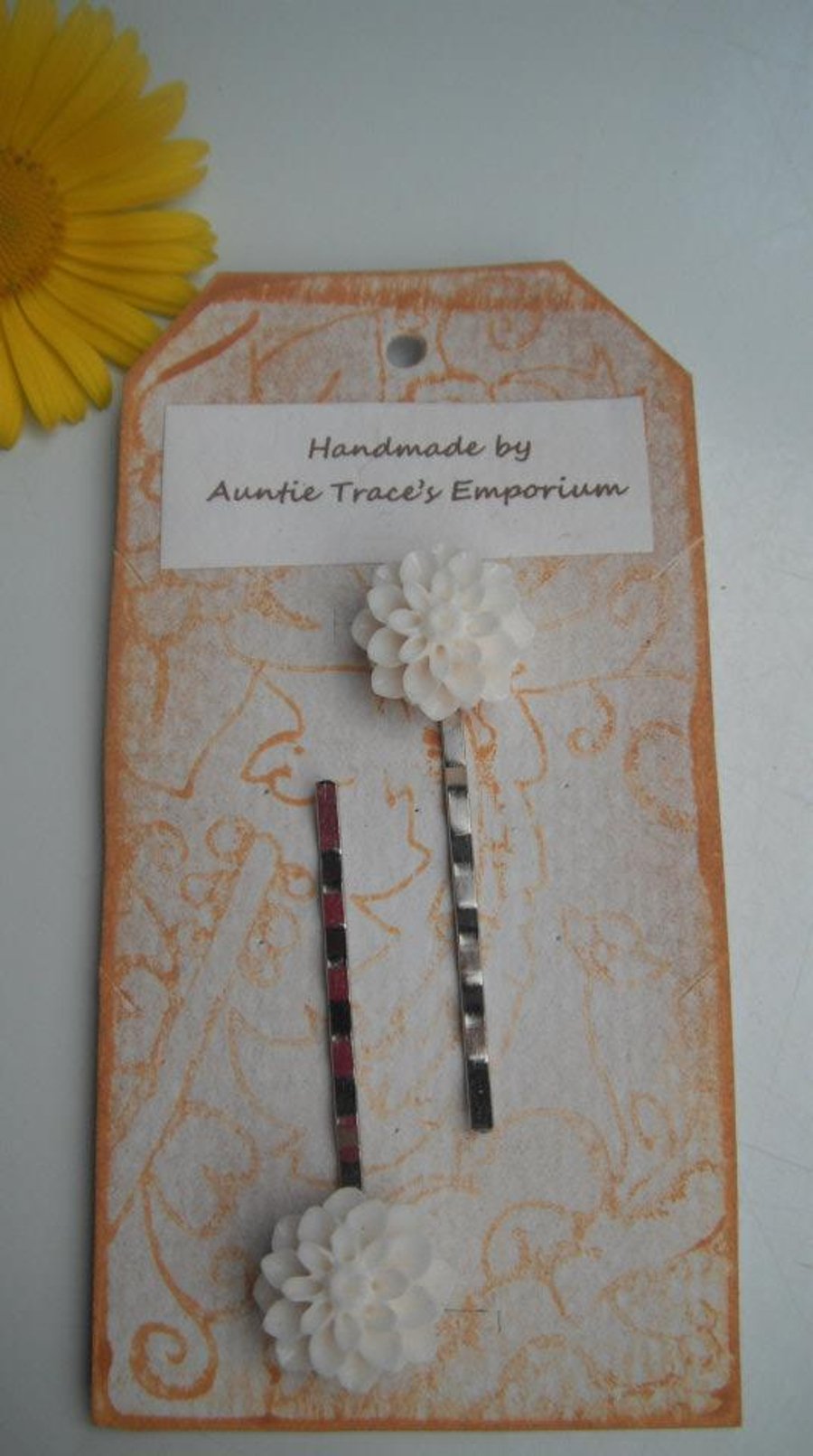 Cream Flower Hair Slide 2pk - Folksy