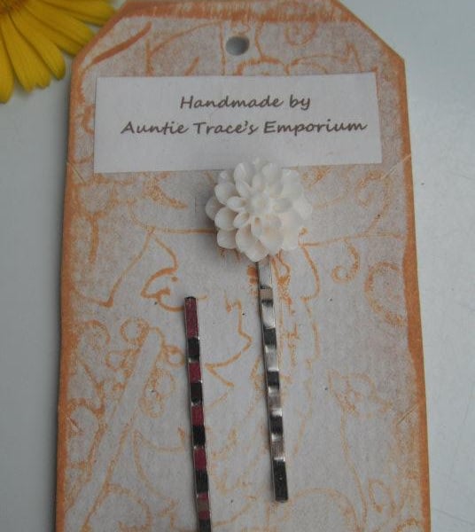 Cream Flower Hair Slide 2pk - Folksy