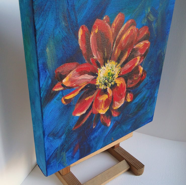 Sale Red Flower Original Acrylic Painting on Bo... - Folksy