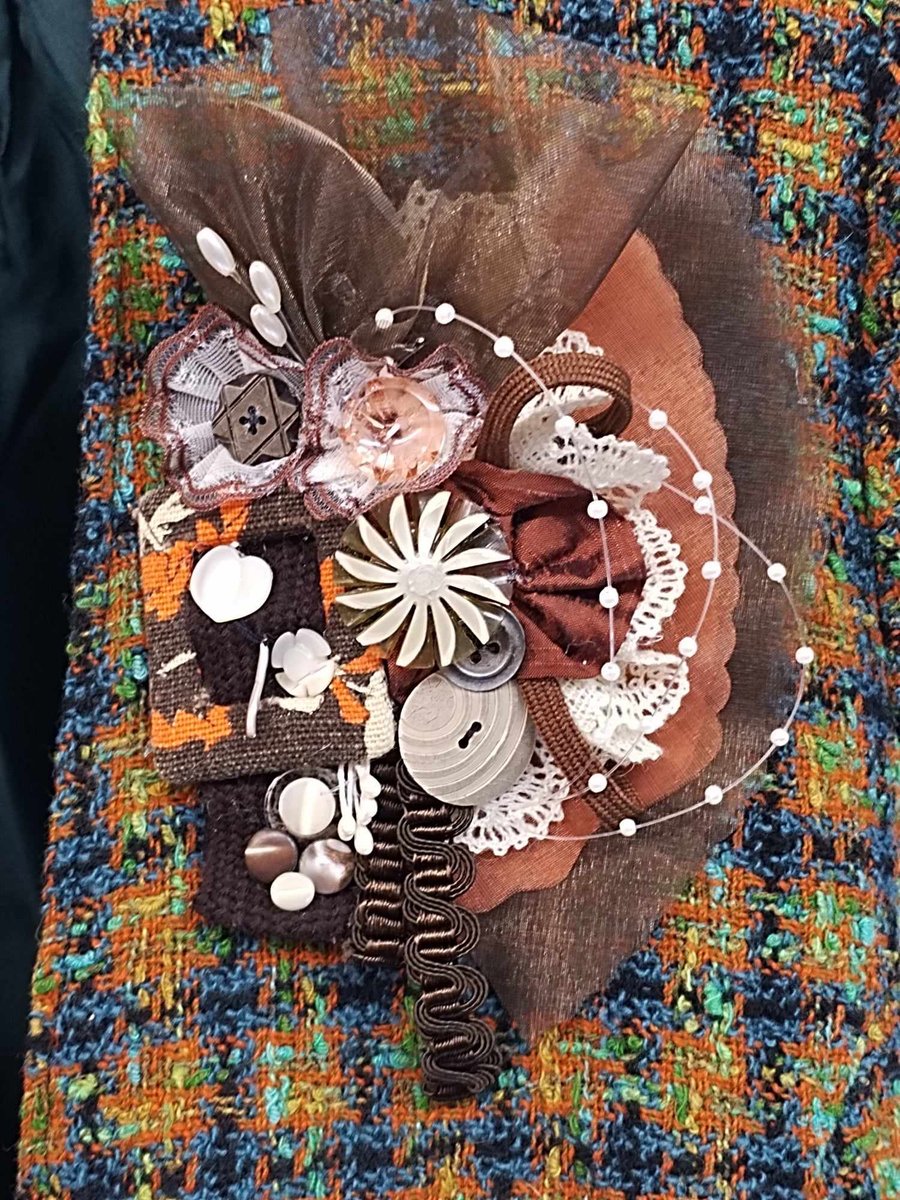 Handmade Corsage, Brown vintage fabric buckle b... - Folksy