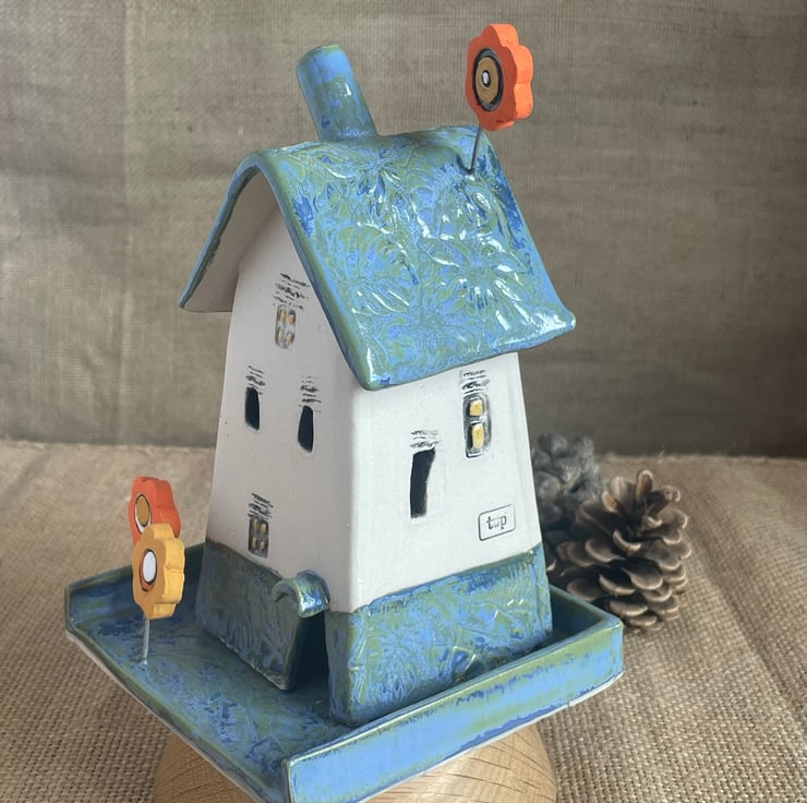 Handmade ceramic tea light house, pottery house... - Folksy