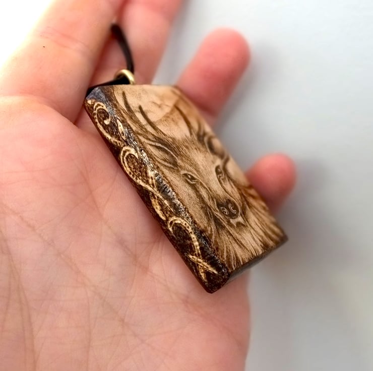 Majestic Stag Pendant, Wood Pyrography Deer Nec... - Folksy