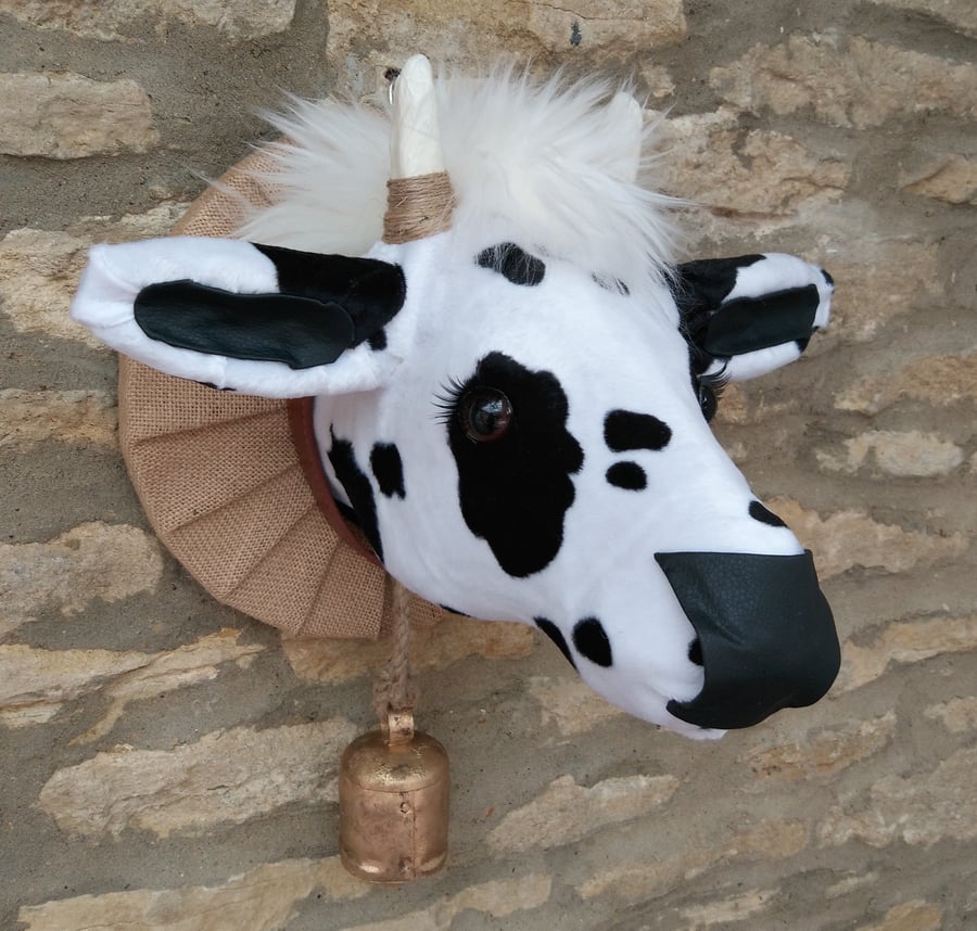 Faux taxidermy black & white Moo cow animal... - Folksy