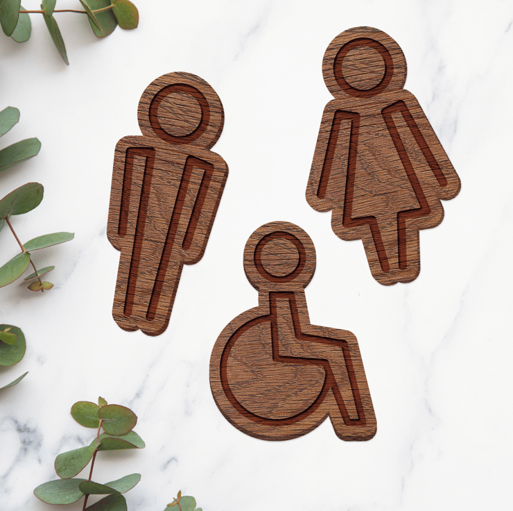 Wooden Toilet Icons Set - Wooden Restroom Signs... - Folksy