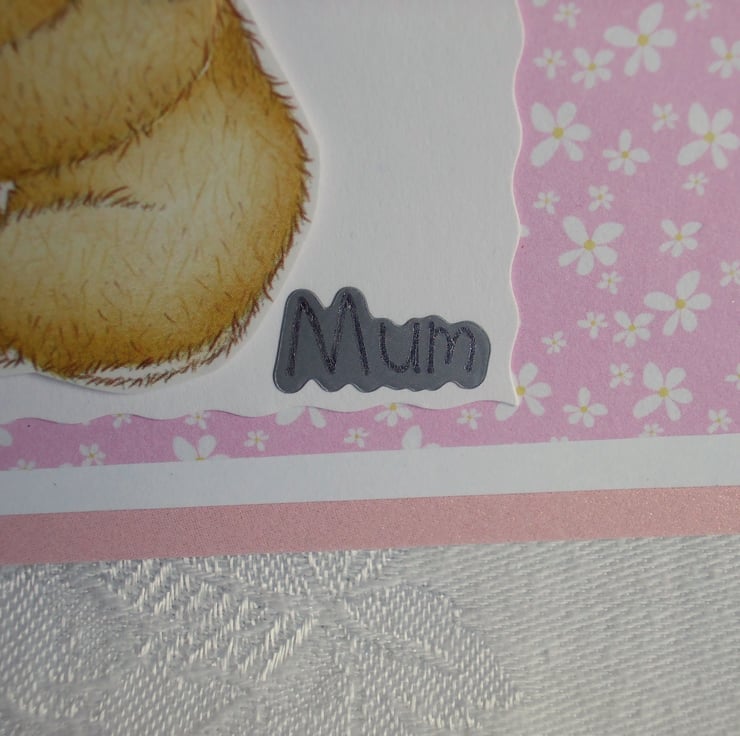 Handmade Mother's Day Card, Puppy with pink daisy - Folksy