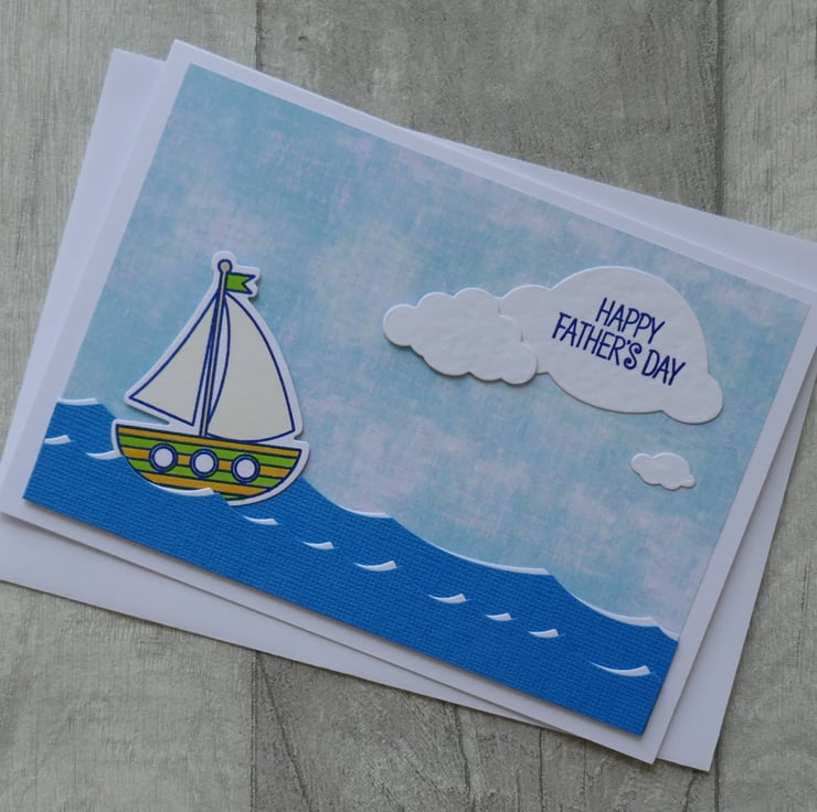 Small Boat on Sea - Father's Day Card - Folksy