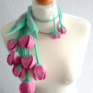 Wool Jewelry felted NECKLACE-SCARF-BELT-EARRING... - Folksy
