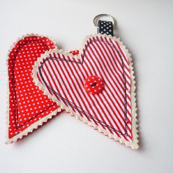 Heart shaped Keyring Valentines Gift Red Spotty... - Folksy