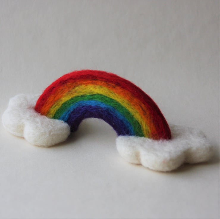 Flatpack Rainbow - felted rainbow with cloud st... - Folksy