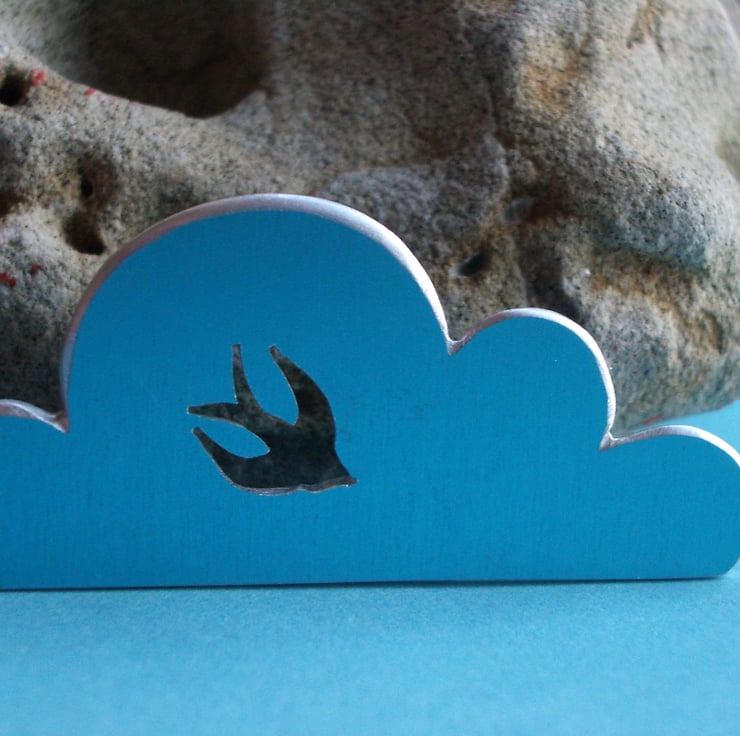 Cloud brooch with swallow - Folksy
