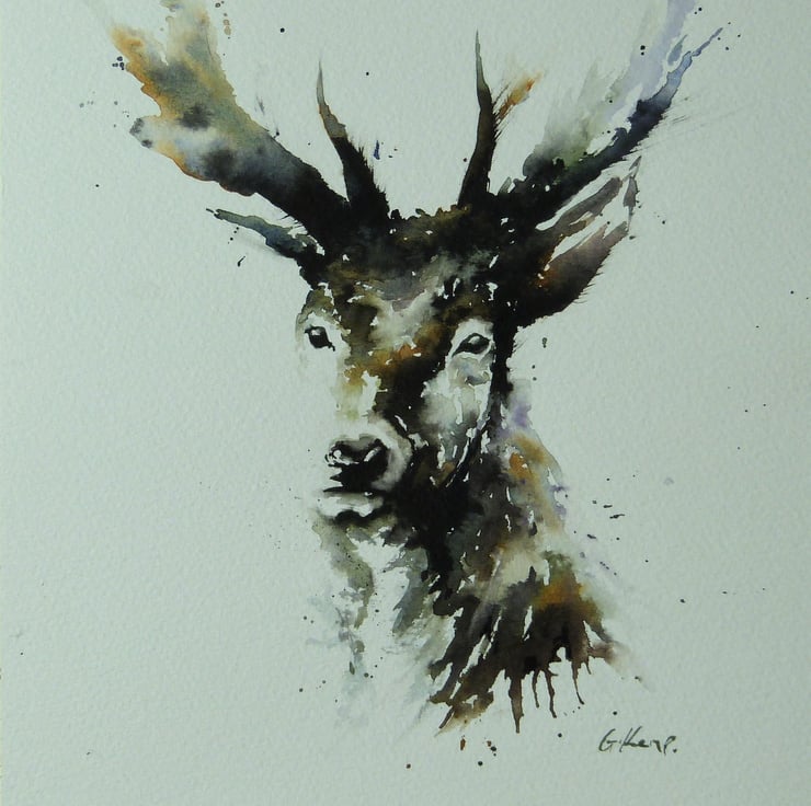 Stag Head, Original Watercolour Painting. - Folksy