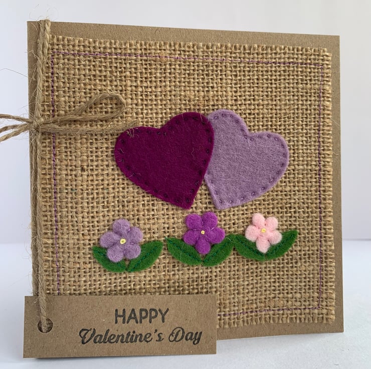 Handmade Valentines card. Hearts and flowers fr... - Folksy