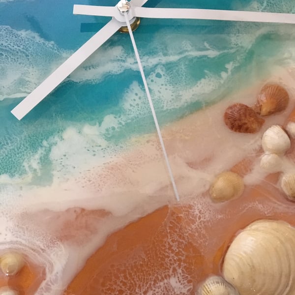 Unique Seascape Wall clock, abstract art, resin... - Folksy