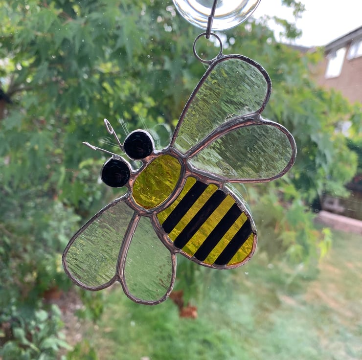Stained Glass Bee Suncatcher Medium - Handmade... - Folksy