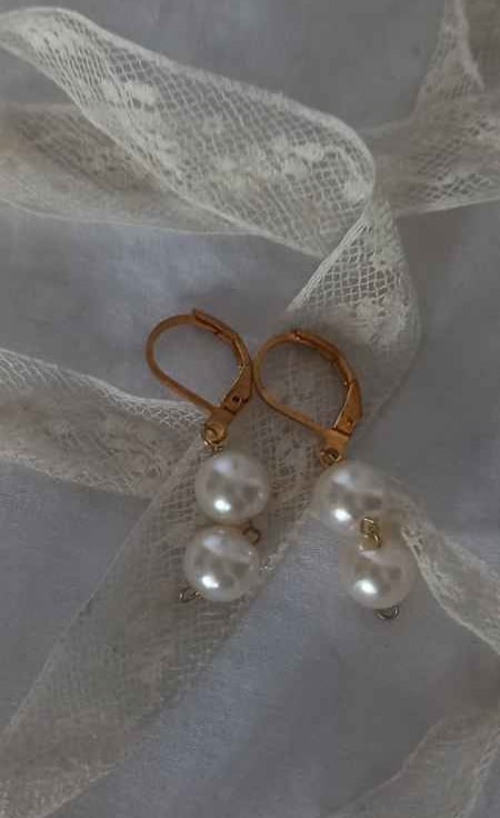 Double Pearl Earrings - Folksy