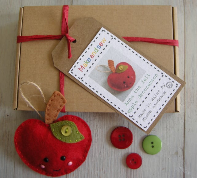 Craft kit sewing kit make a apple felt decoration - Folksy