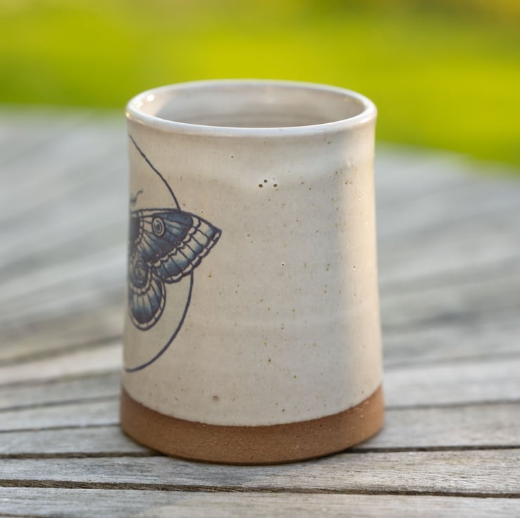 Handmade red stoneware vase with Death Hawk Mot... - Folksy